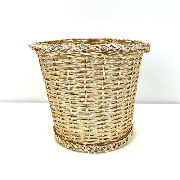 Vintage | Accents | Vintage Woven Brass Wire Basket Cachepot | Poshmark